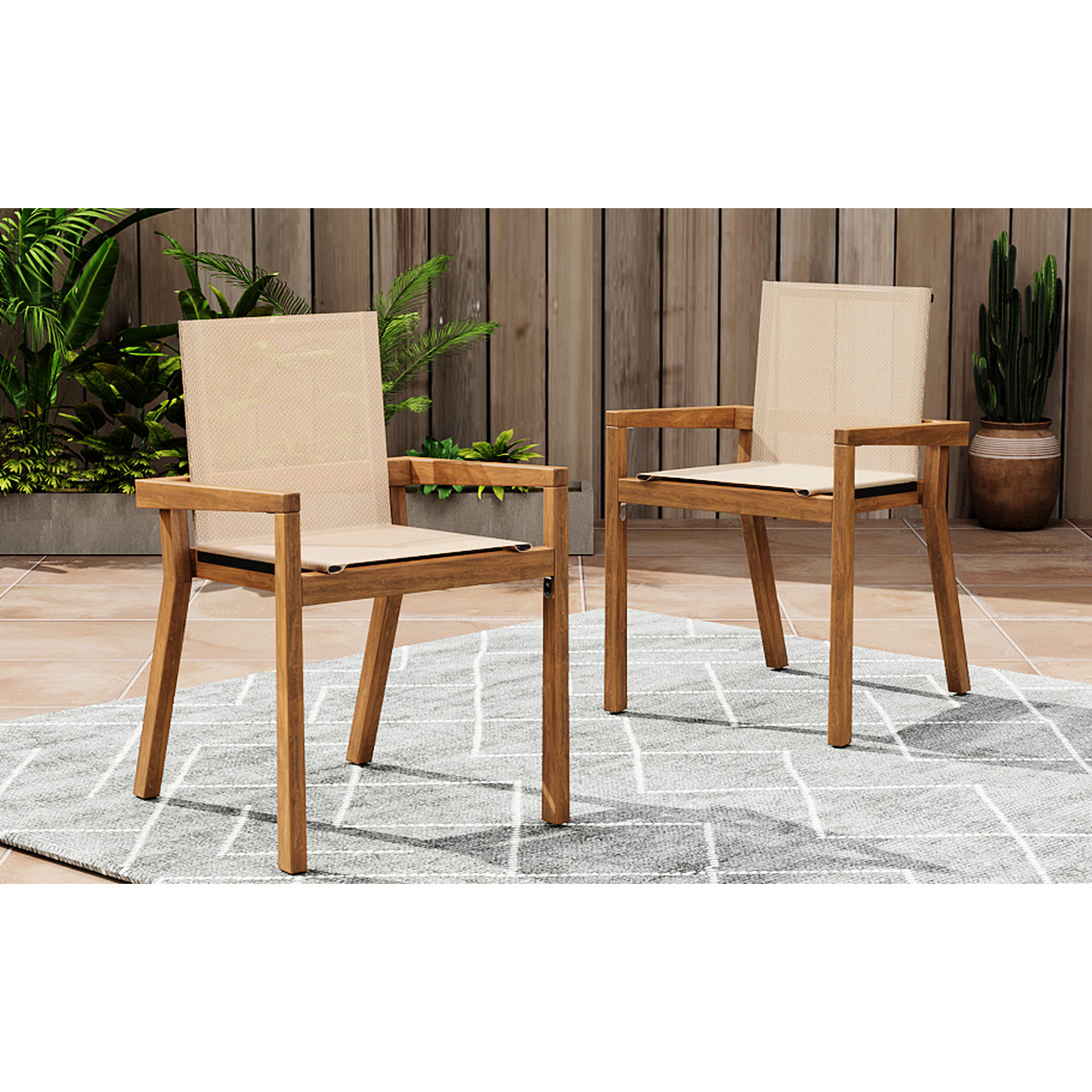 Dakota Fields 2 Seater Garden Chairs: & Soft Beige Textile Mesh 2 With Frame And Stylish | Wayfair