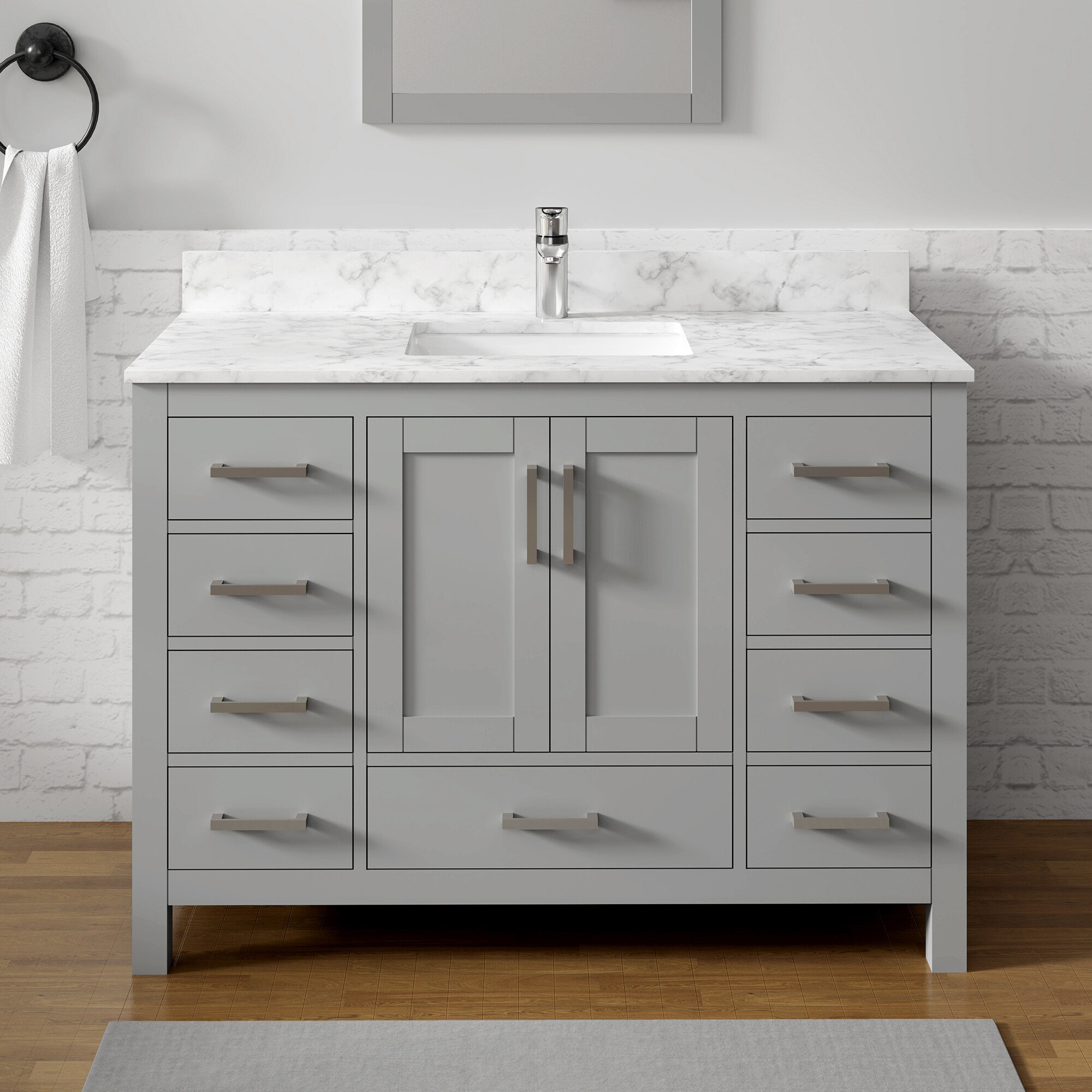 Latitude Run® 48" Cown Cabinet Set with Granite Top, Solid Wood Cabinet ...