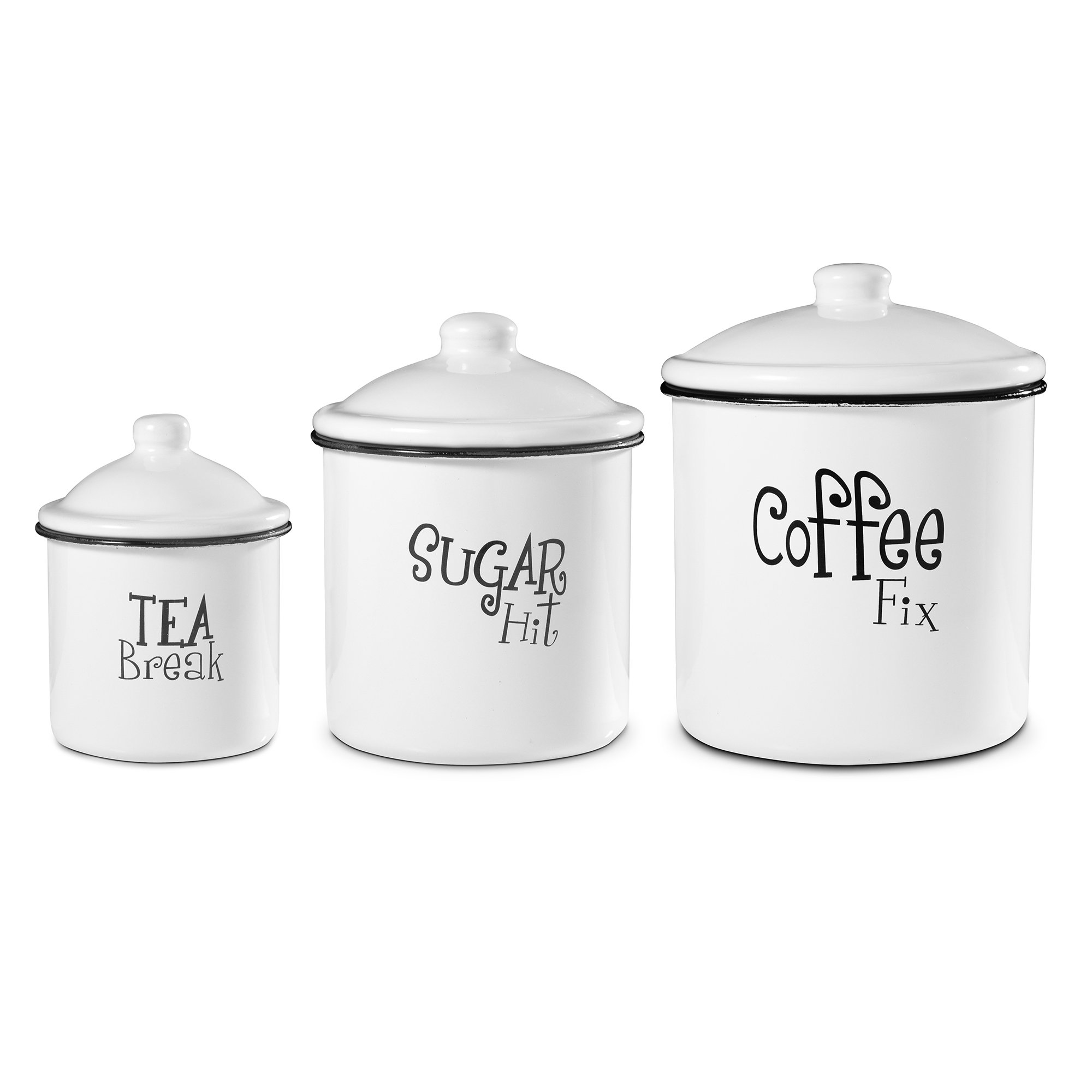 Gracie Oaks 3 Piece Coffee, Tea, %, & Sugar Jar Sets | Wayfair