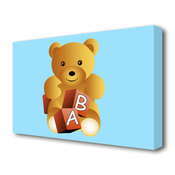 East Urban Home Teddy Bear Alphabet Blocks Childrens - Wrapped Canvas ...