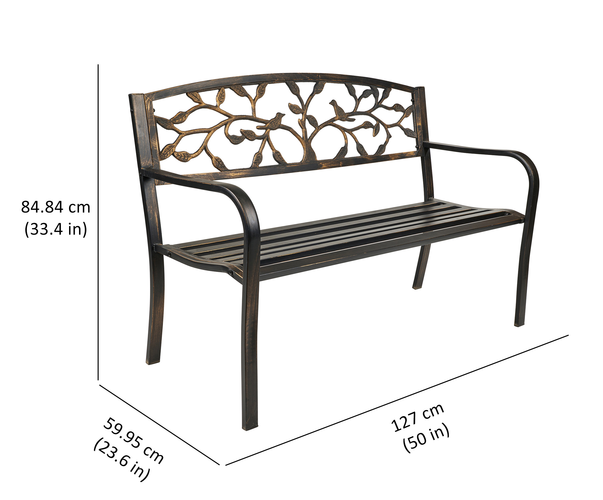 Laurel Foundry Modern Farmhouse® Calliope Tree Metal Garden Bench ...