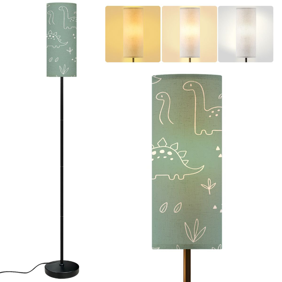 East Urban Home 68.5" Standing Floor Lamp Cute dinosaur print for kids ...
