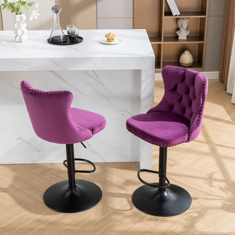 Rosdorf Park Modern Upholstered Height Adjustable Bar Stools With ...