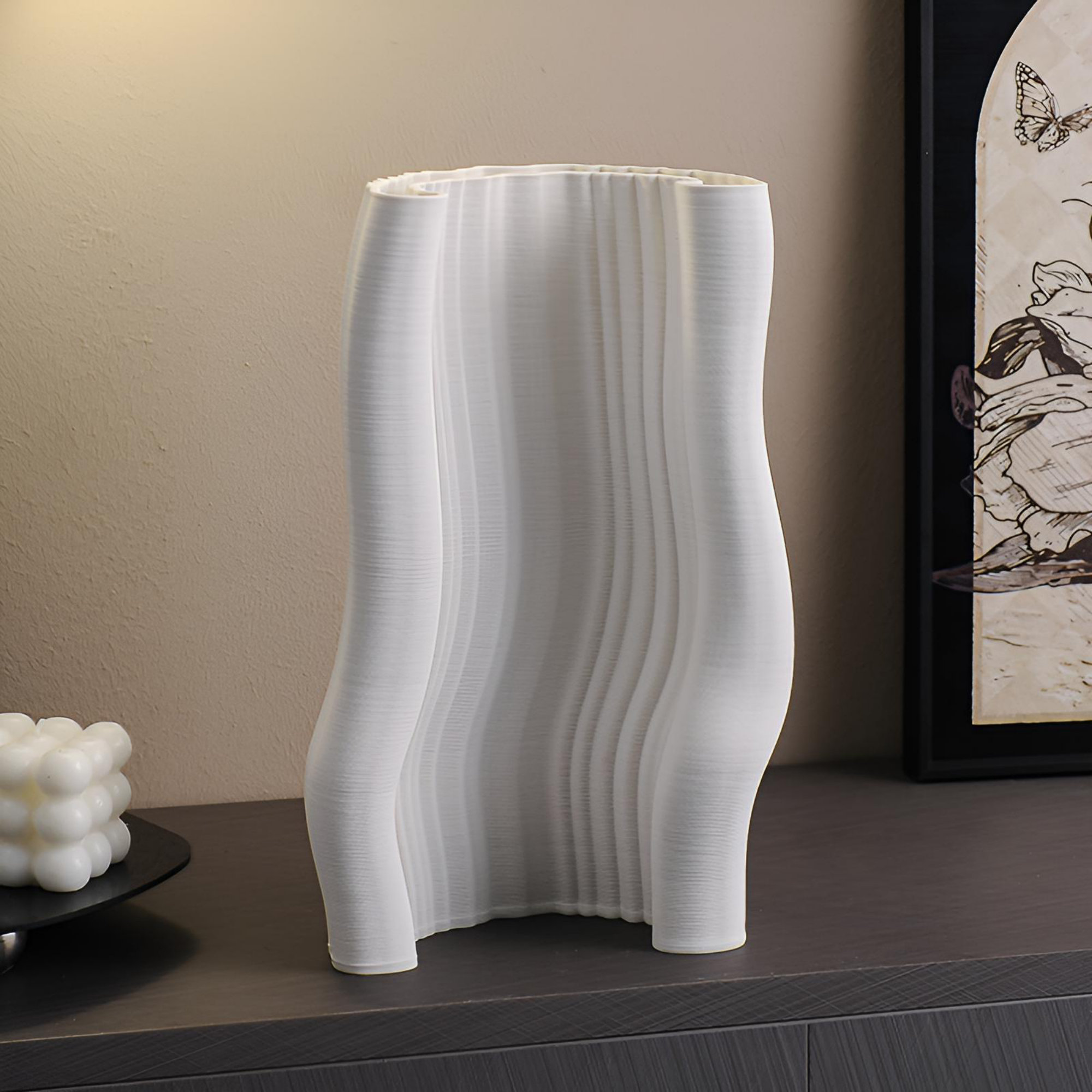 Orren Ellis Hand Printed Ceramic Vases With Three-Dimensional Wavy ...