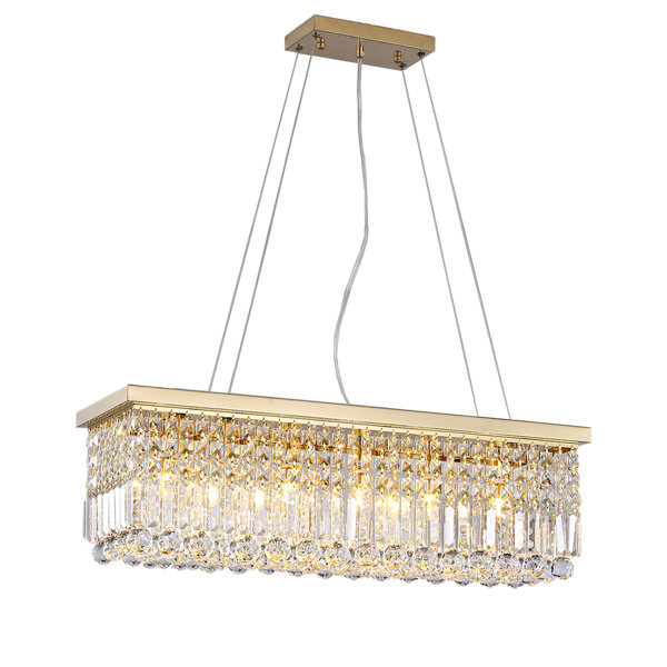 Mercer41 Kearan 5 - Light Kitchen Island Dimmable Rectangle Chandelier ...