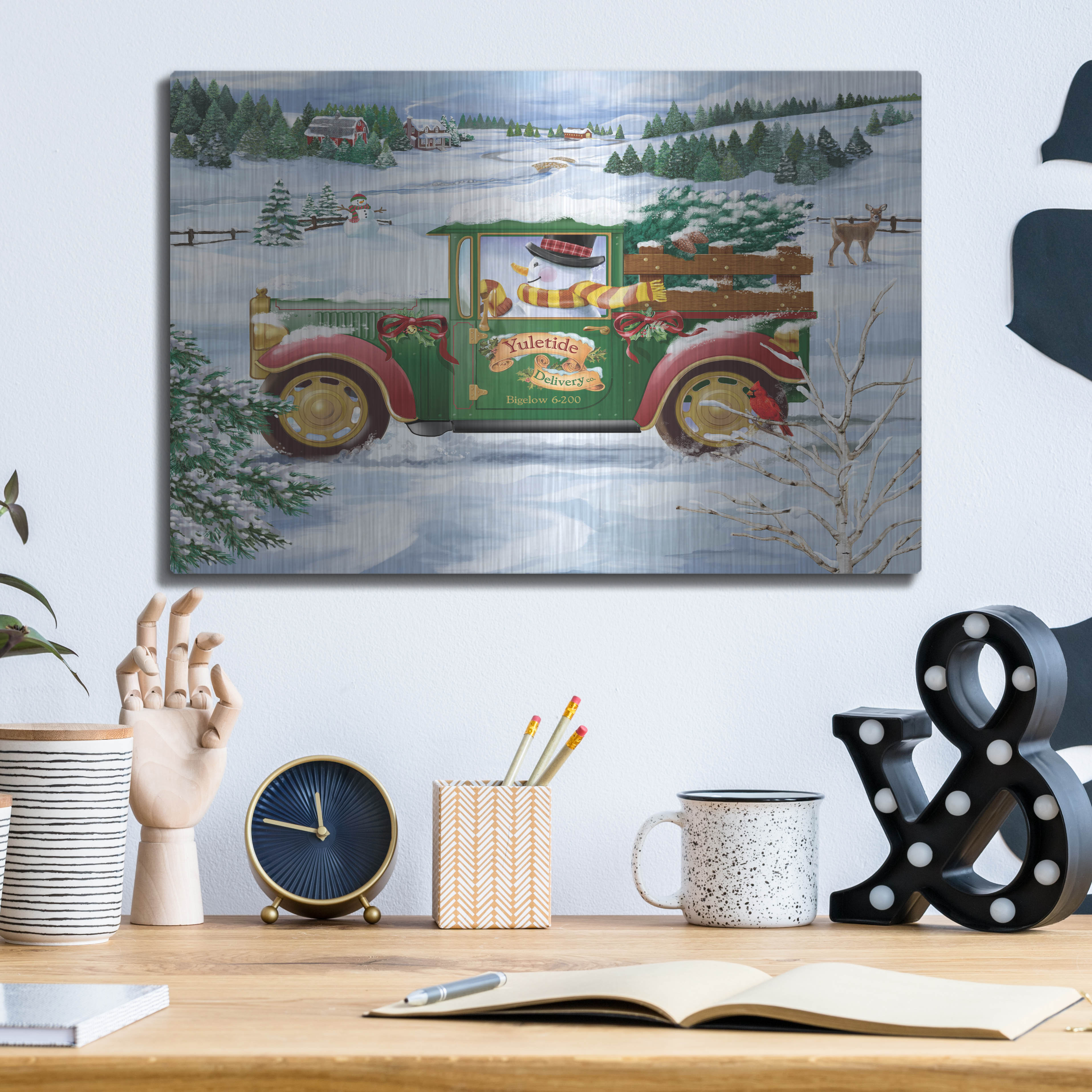 The Holiday Aisle® Snowman Delivery' by Bigelow Illustrations Metal ...