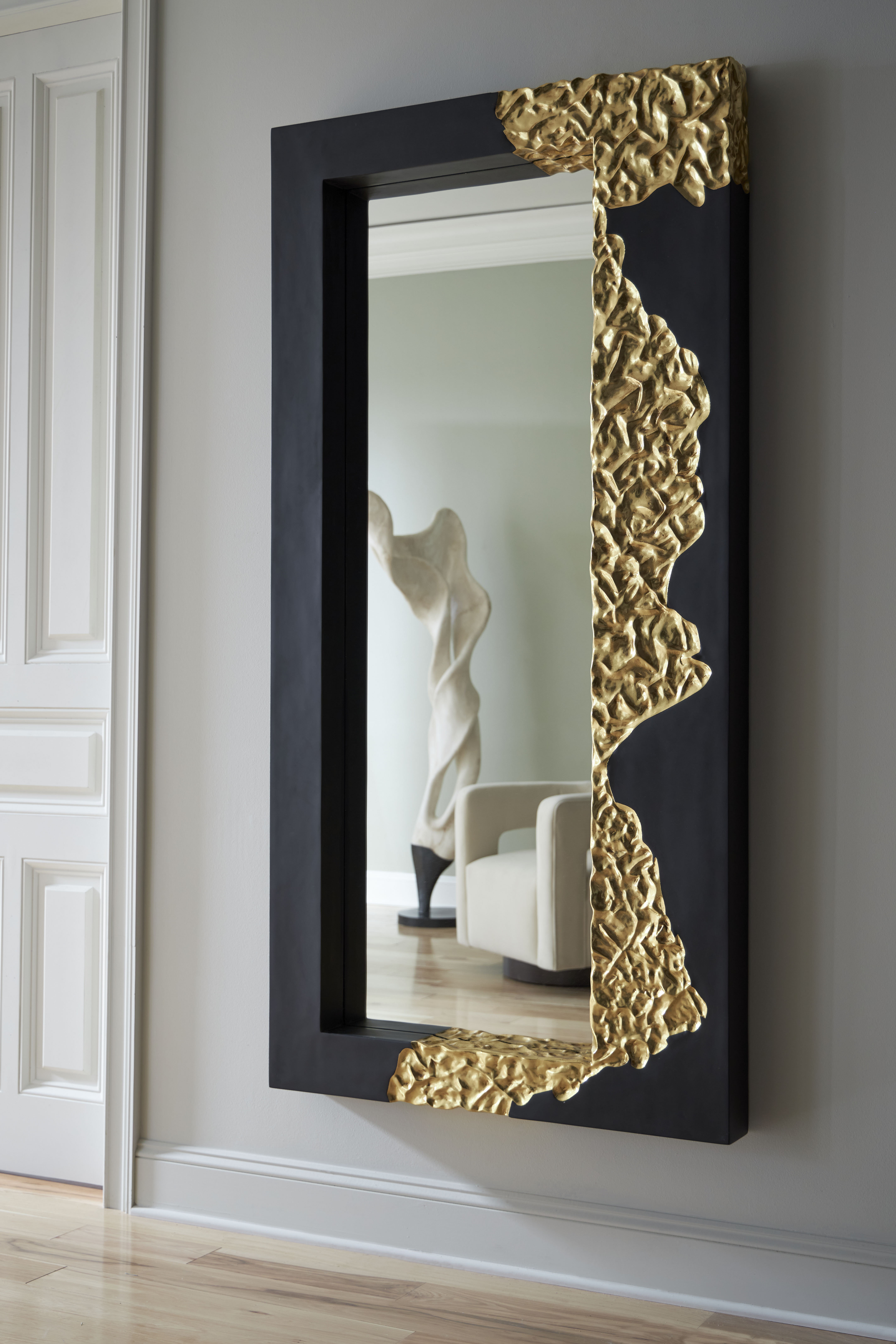 Phillips Collection Mercury Mirror, Rectangle, Black, Gold Leaf | Wayfair