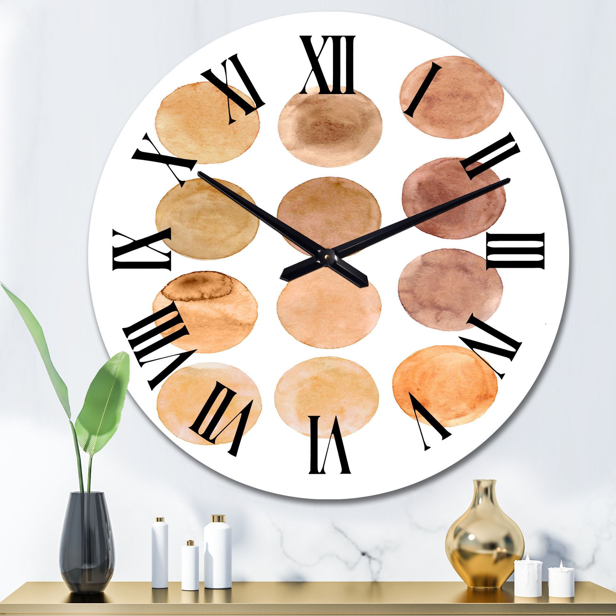 East Urban Home Twelve Circle In Shades Of Brown - Modern wall clock ...