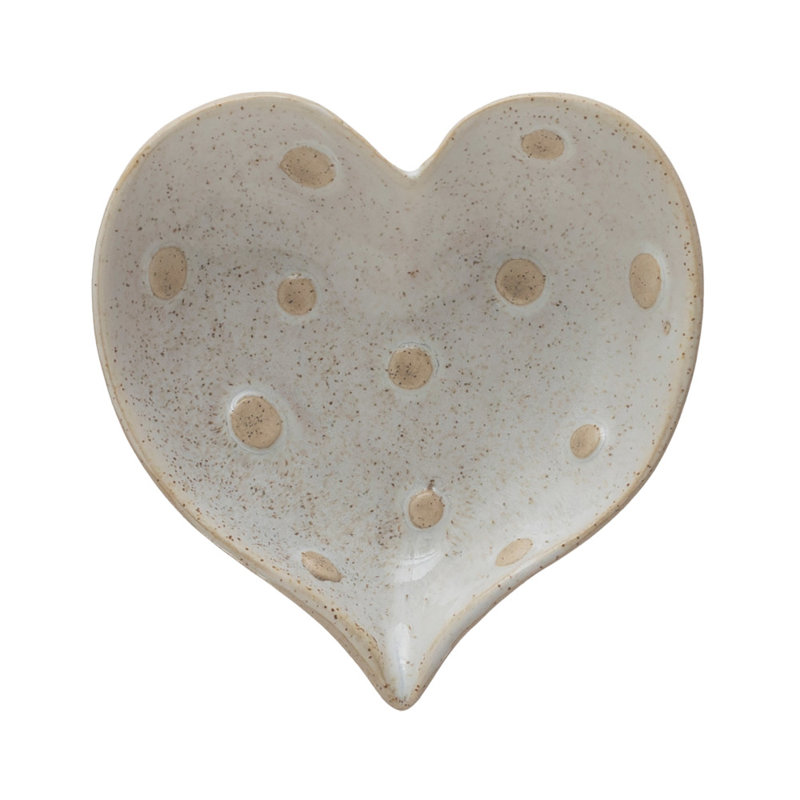 Red Barrel Studio® Stoneware Heart Shaped Dish With Dots | Wayfair
