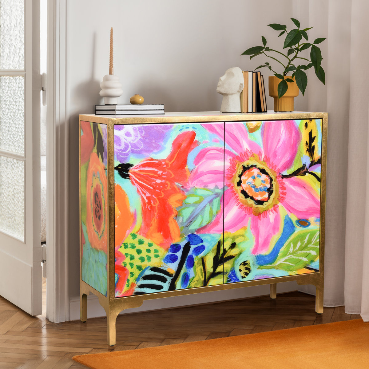 Rosdorf Park Demartino "Secret Garden Floral II" Console on Beveled ...