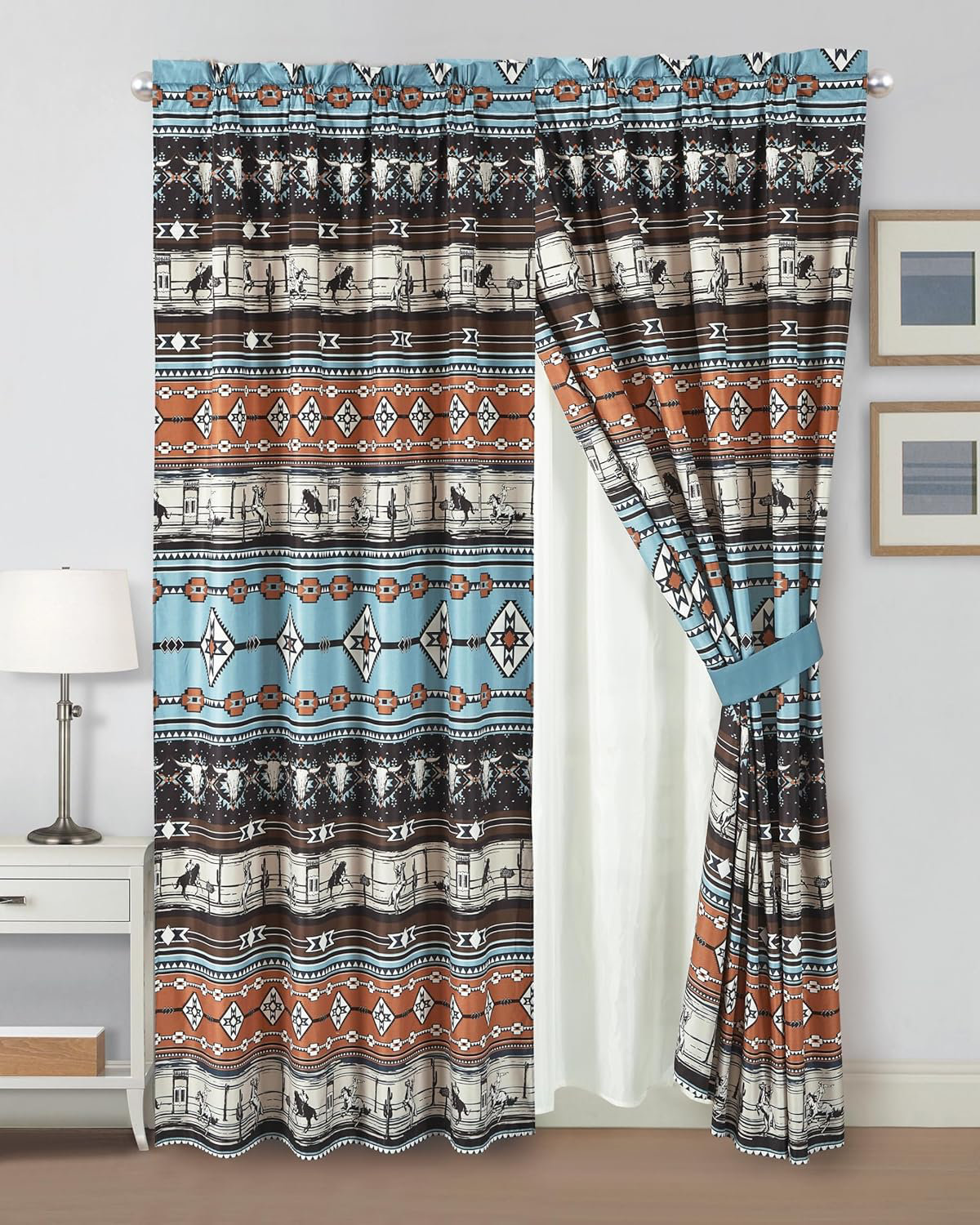 Chezmoi Collection Boone Southwestern Cowboys Window Curtain Set | Wayfair