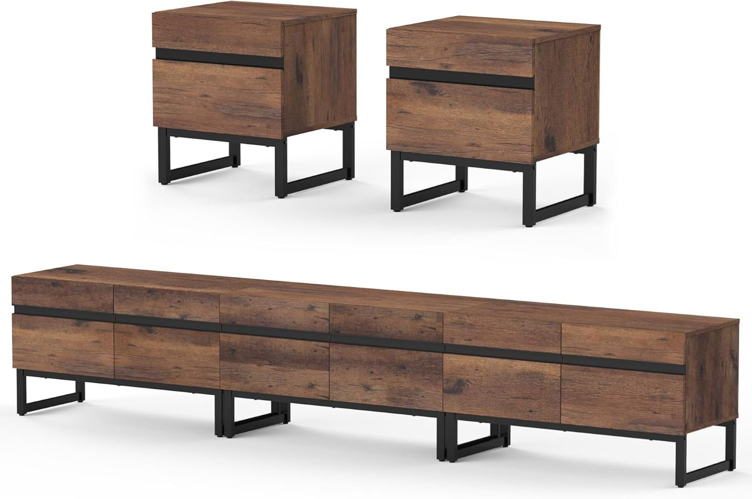 Latitude Run® 3-Piece TV Stand And End Table Set, 106 Inch TV Stand And ...