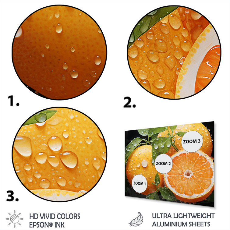 DesignArt Fruit Cantaloupe Orange Pointillism On Metal 5 Pieces Print ...