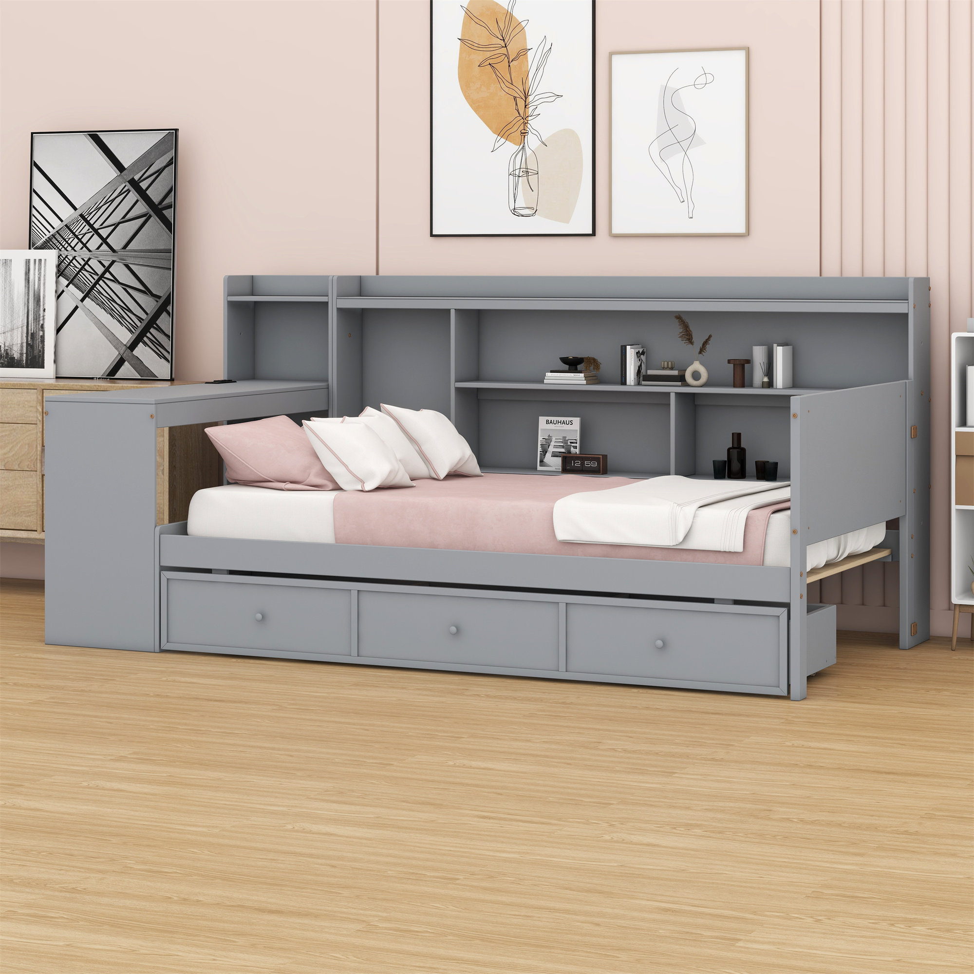 Red Barrel Studio® Daybed With 3 Drawers,USB Ports And Desk | Wayfair