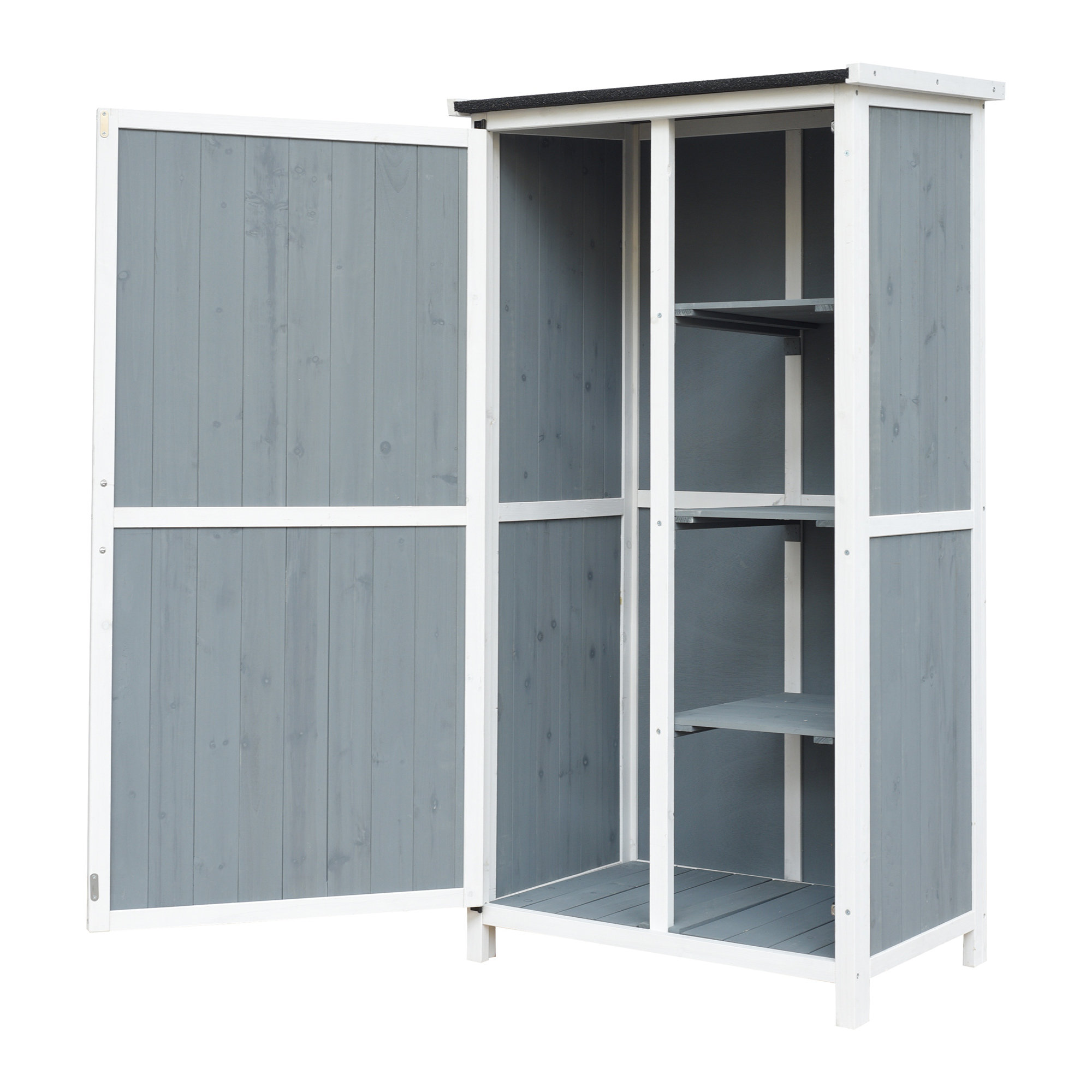 Galibens 54" Two-Tone Storage Shed - Gray & White Design With Sloped ...