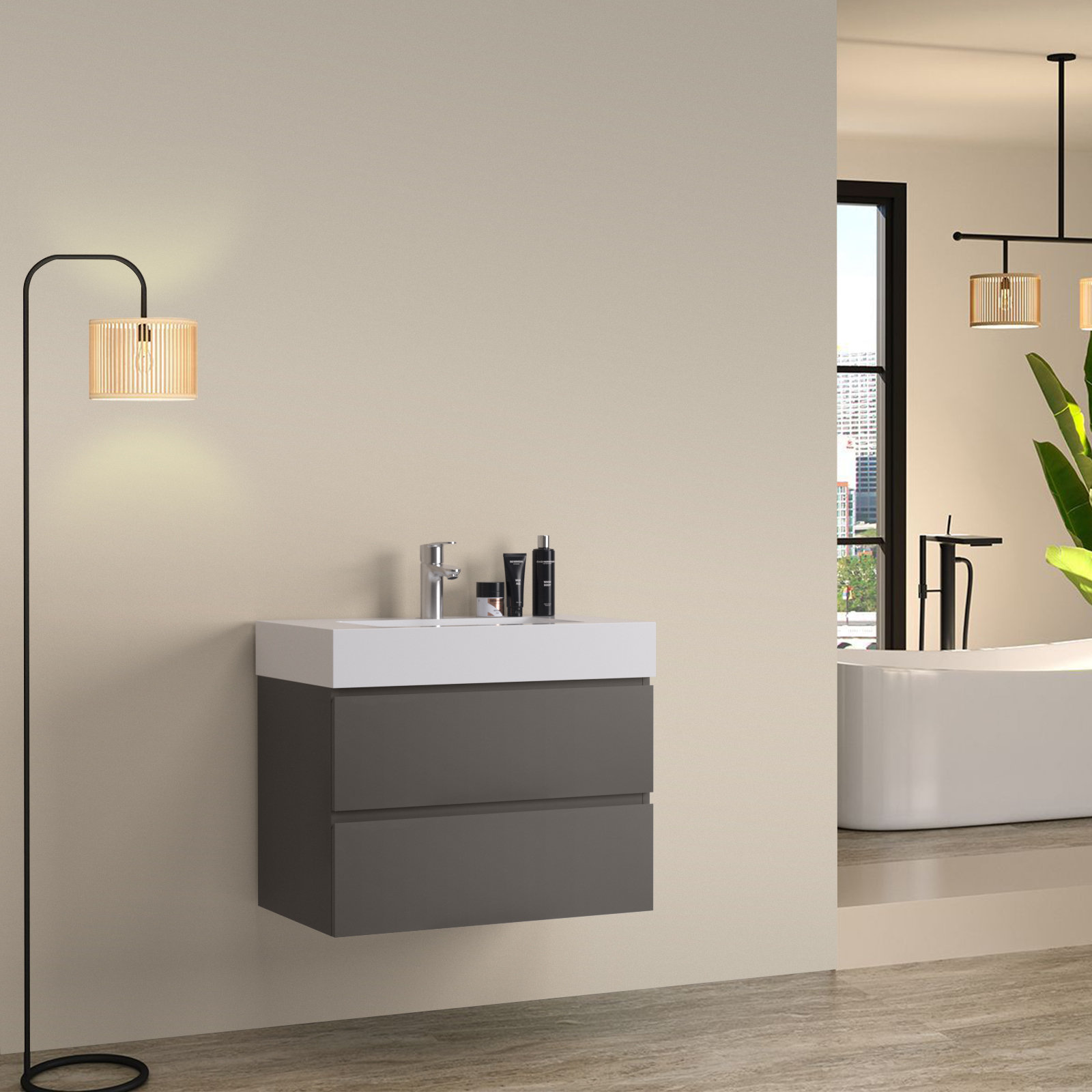 Latitude Run® 30'' Single Bathroom Vanity with Solid Surface Vanity Top ...