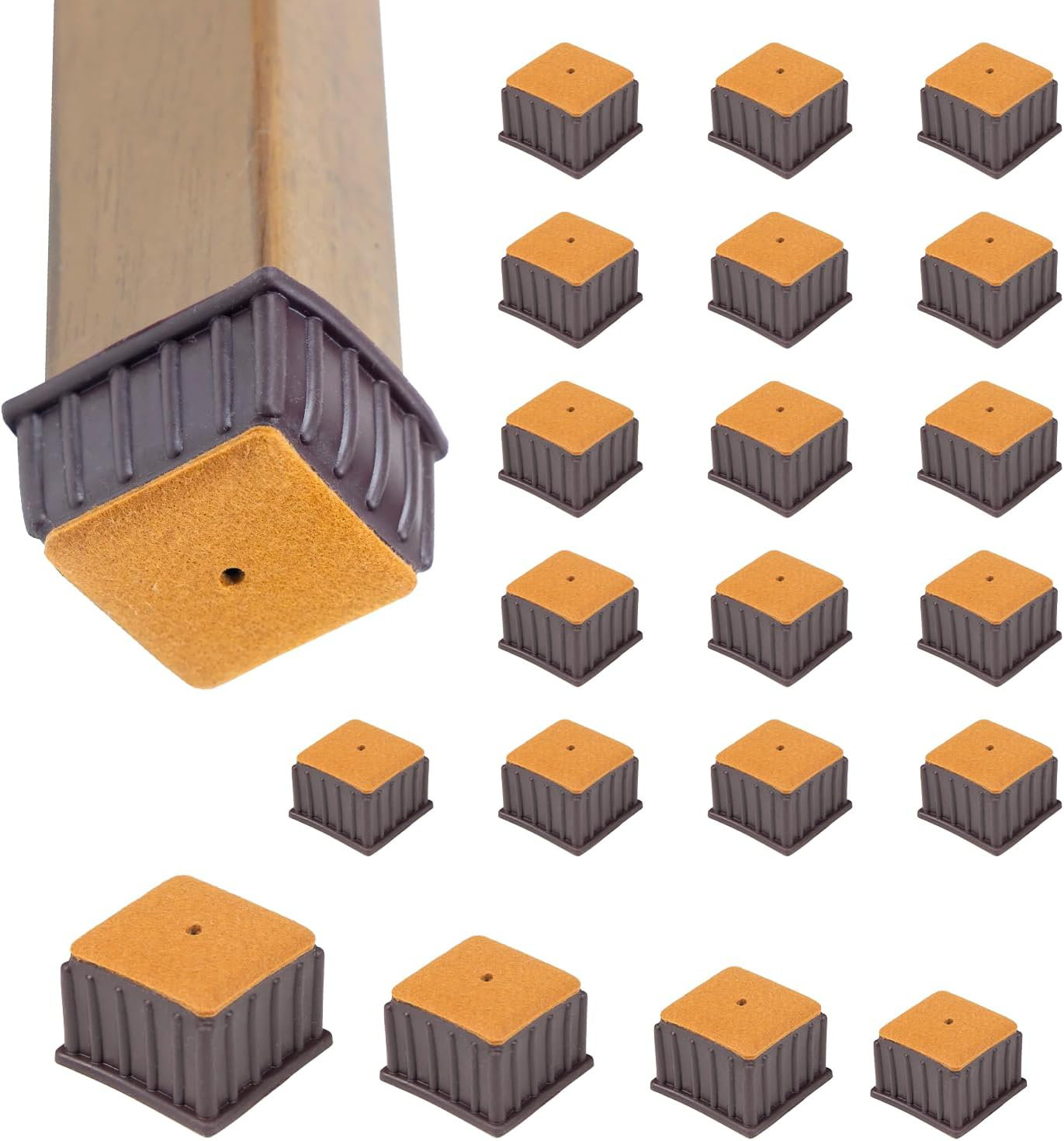 Chair Surfer Square Chair Leg Caps Floor Protectors (16 Set, XS 21-22mm ...