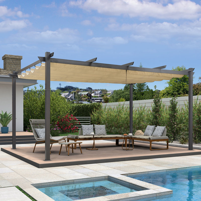 Purple Leaf 16 Ft. W x 12 Ft. D Aluminum Pergola with Canopy & Reviews ...