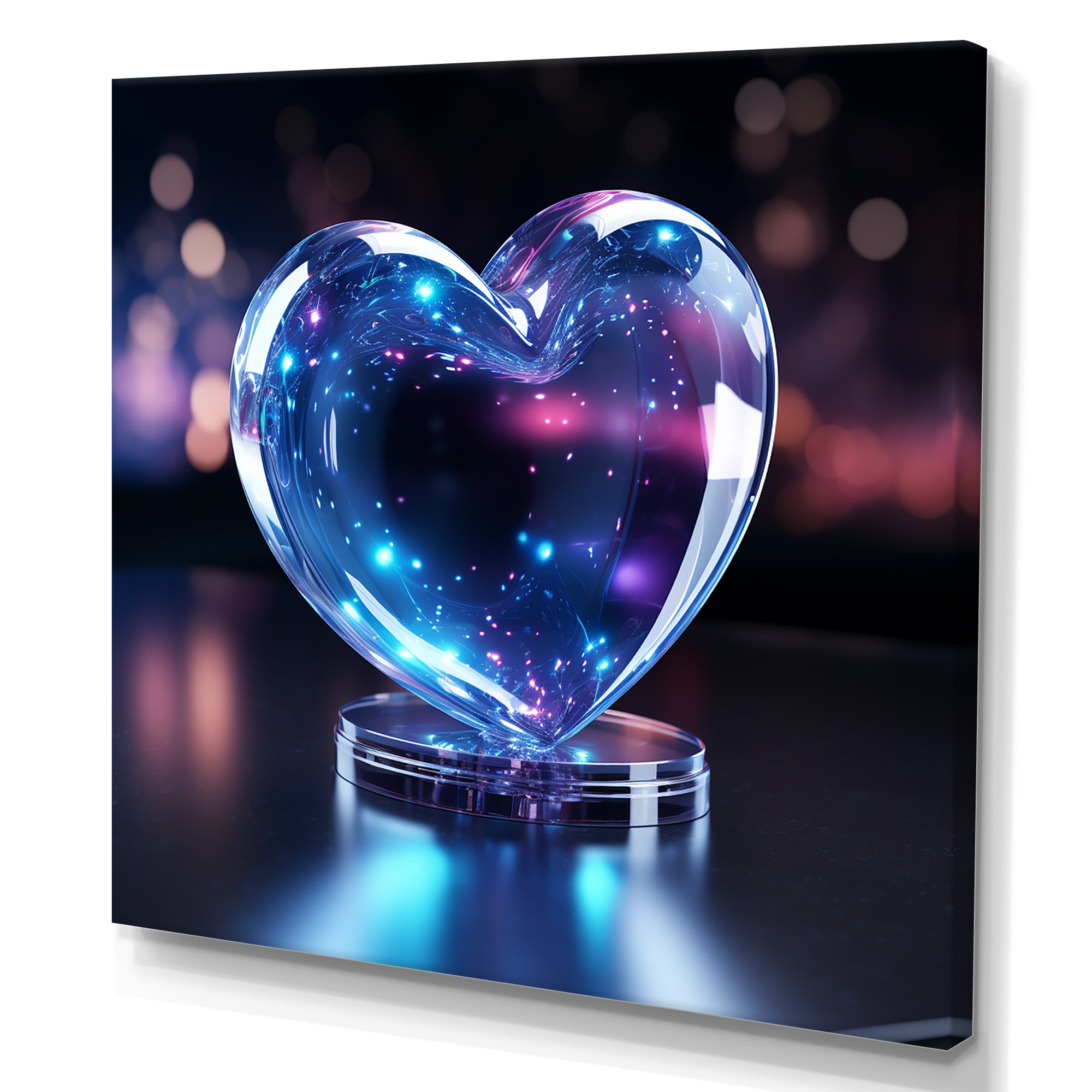 Wrought Studio™ Blue Neon Clear Heart Shape - Abstract Shapes Wall Art ...