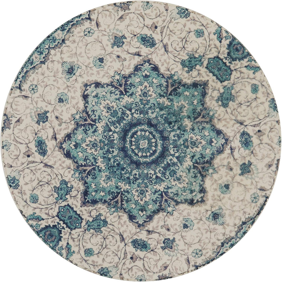 Darby Home Co 4' Diameter Blue Round Area Rug,for Door Mat Entryway ...