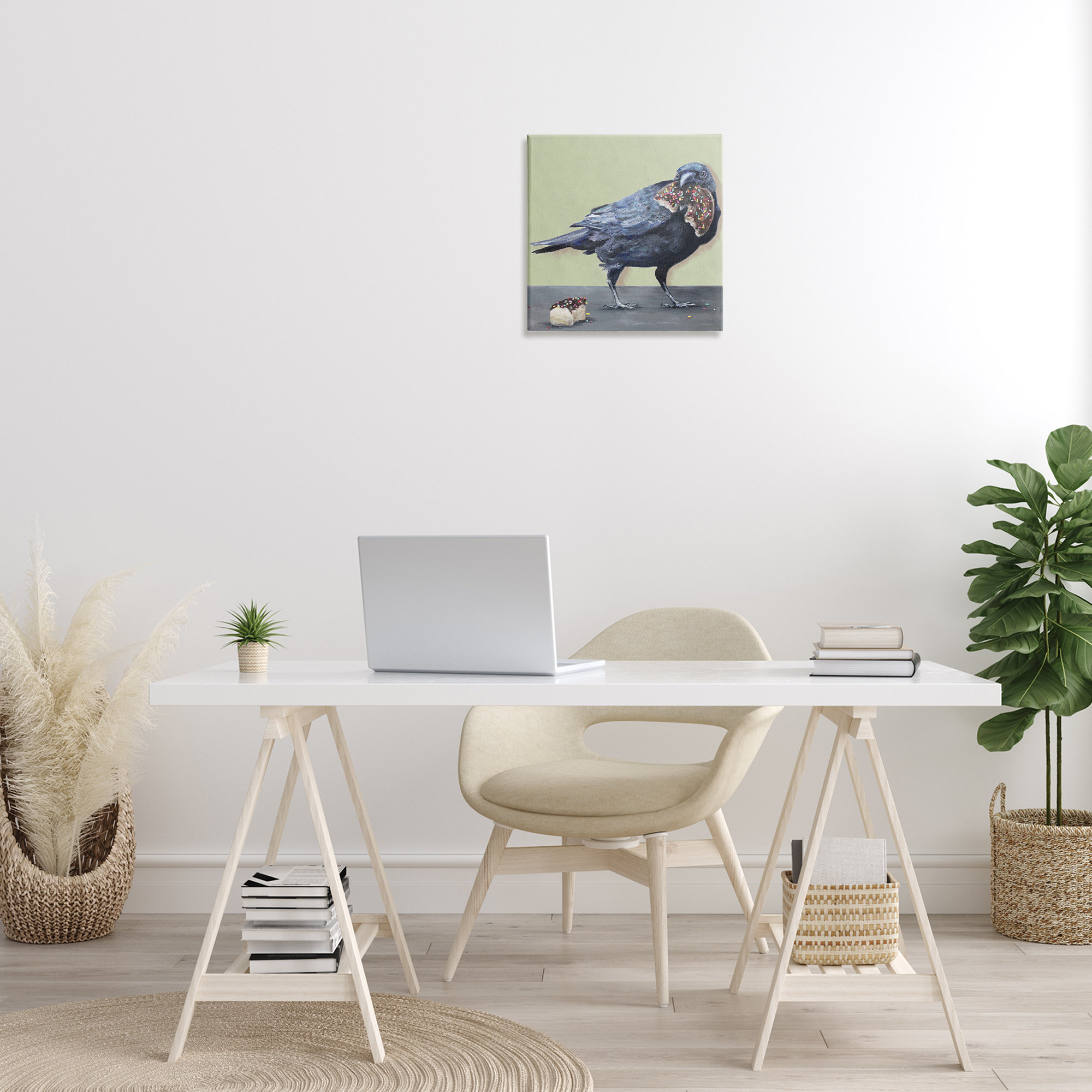 Winston Porter Crow Eating Donut Canvas Wall Art by Kamdon Kreations ...