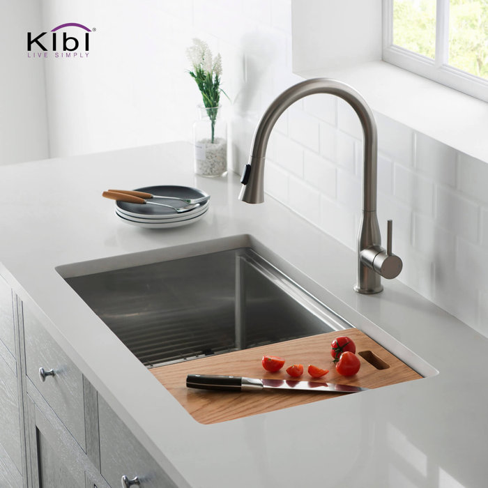 KIBI USA KIBI 33'' W Single Bowl Stainless Steel Undermount Kitchen ...