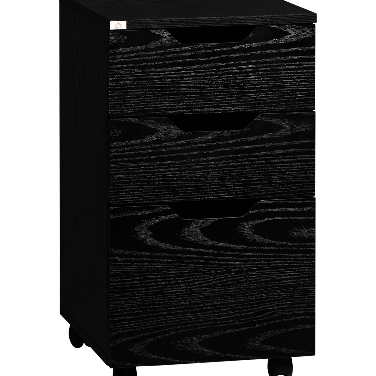 Ebern Designs Under Desk 3 Drawer Organizer Cabinet, Black Wood Grain ...