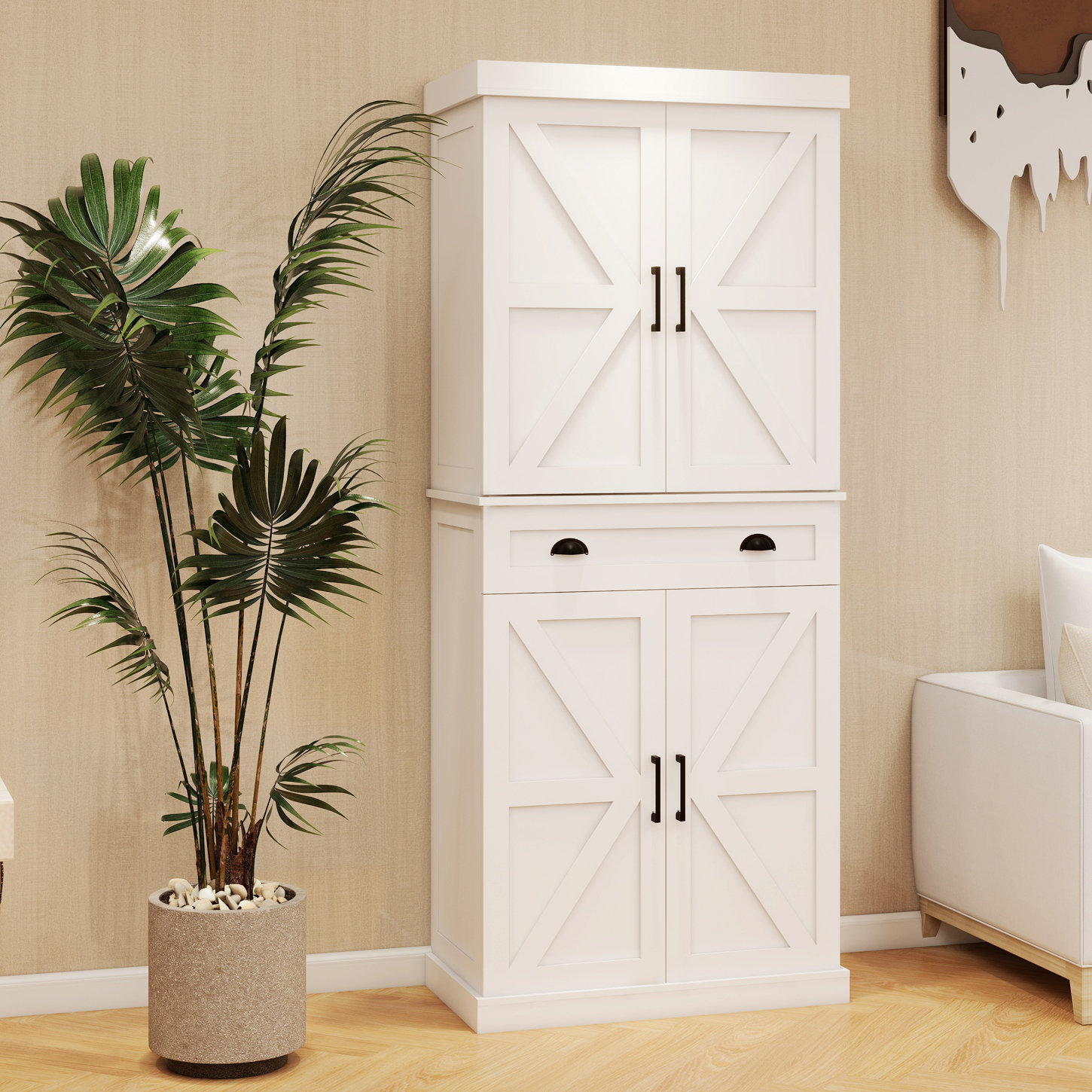 Latitude Run® Kitchen Pantry Storage Cabinet With 4 Doors - Wayfair Canada