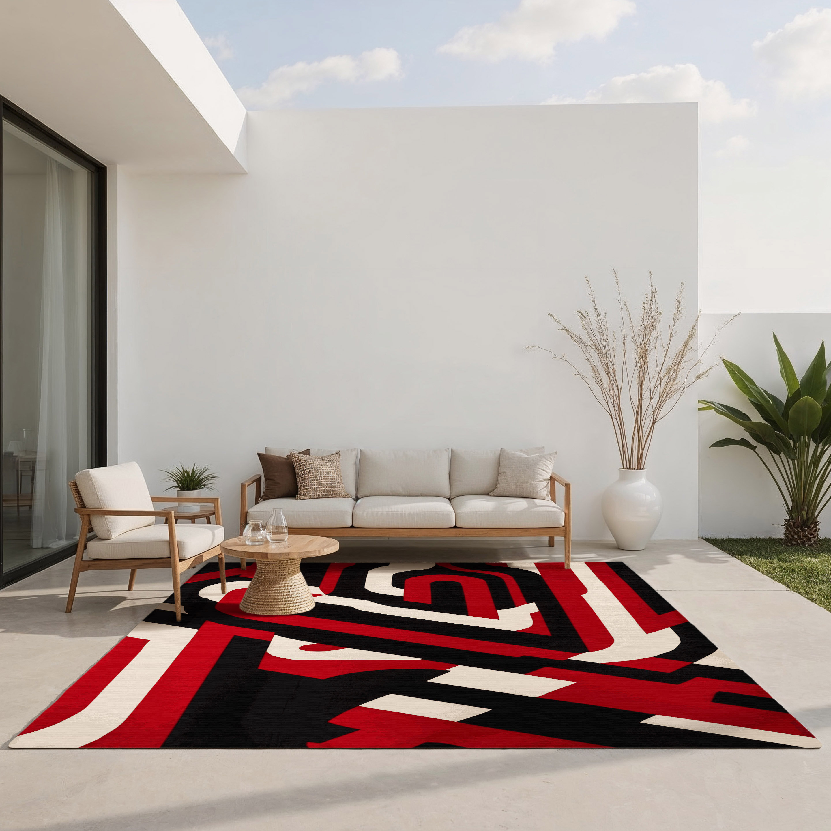 Wrought Studio™ Crimson Depths Indoor And Outdoor Area Rug | Wayfair