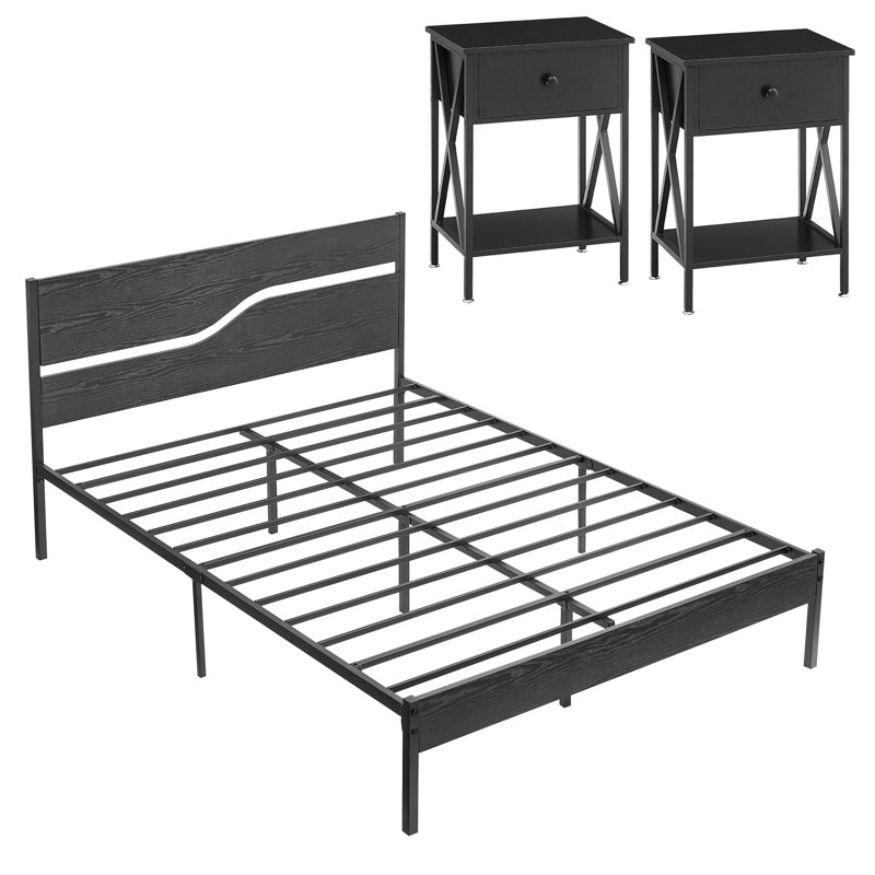 Wade Logan® Iron Platform 3 Piece Bedroom Set & Reviews | Wayfair