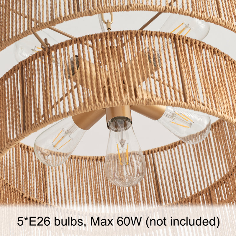 Bay Isle Home 5-Lights Hand-Woven Rattan Pendant Light & Reviews | Wayfair