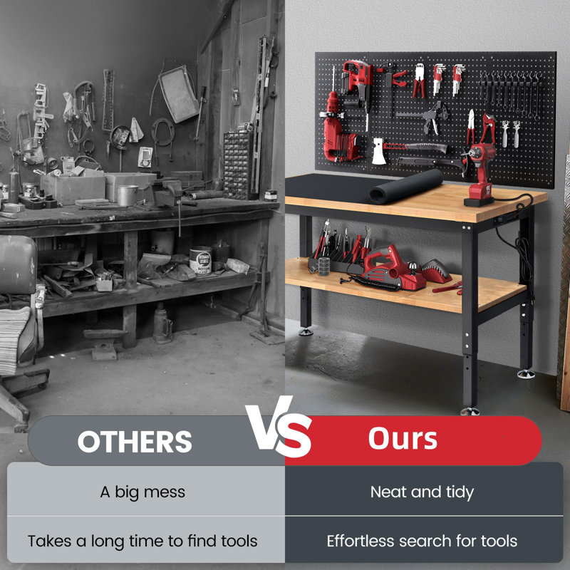 WFX Utility™ Work Table with Power Outlets Workbench with Storage ...