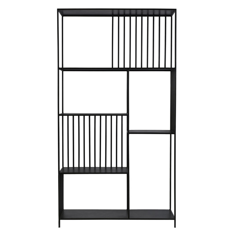 17 Stories Ramar 73" Tall 5-Tier Iron Bookshelf, Antique Black | Wayfair