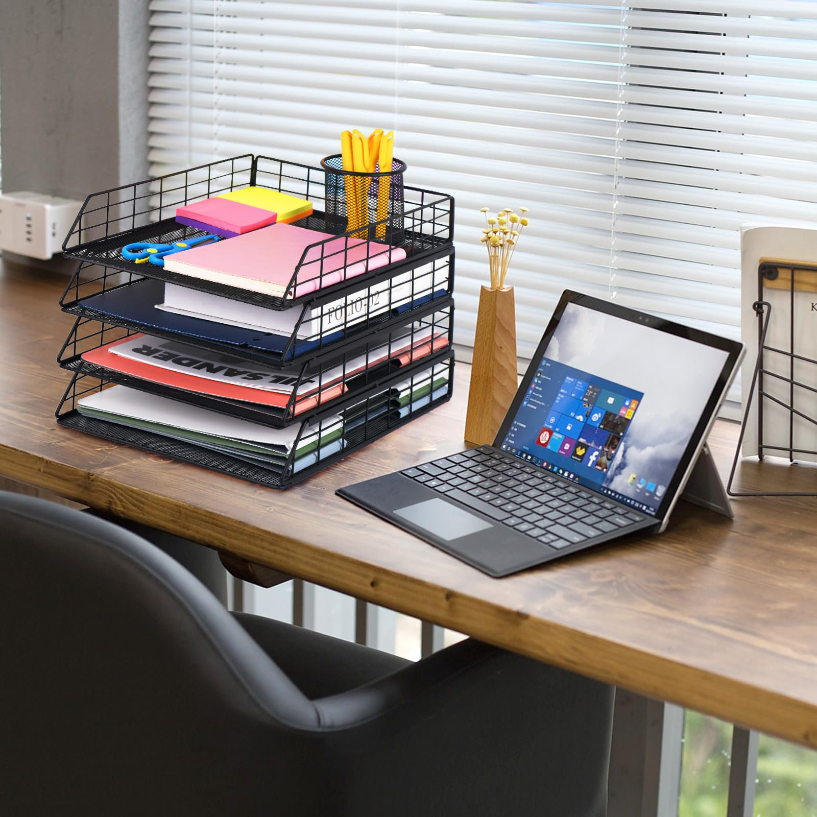 Inbox Zero 4 Pack Stackable Letter Tray Paper Organizer, Metal Desk ...