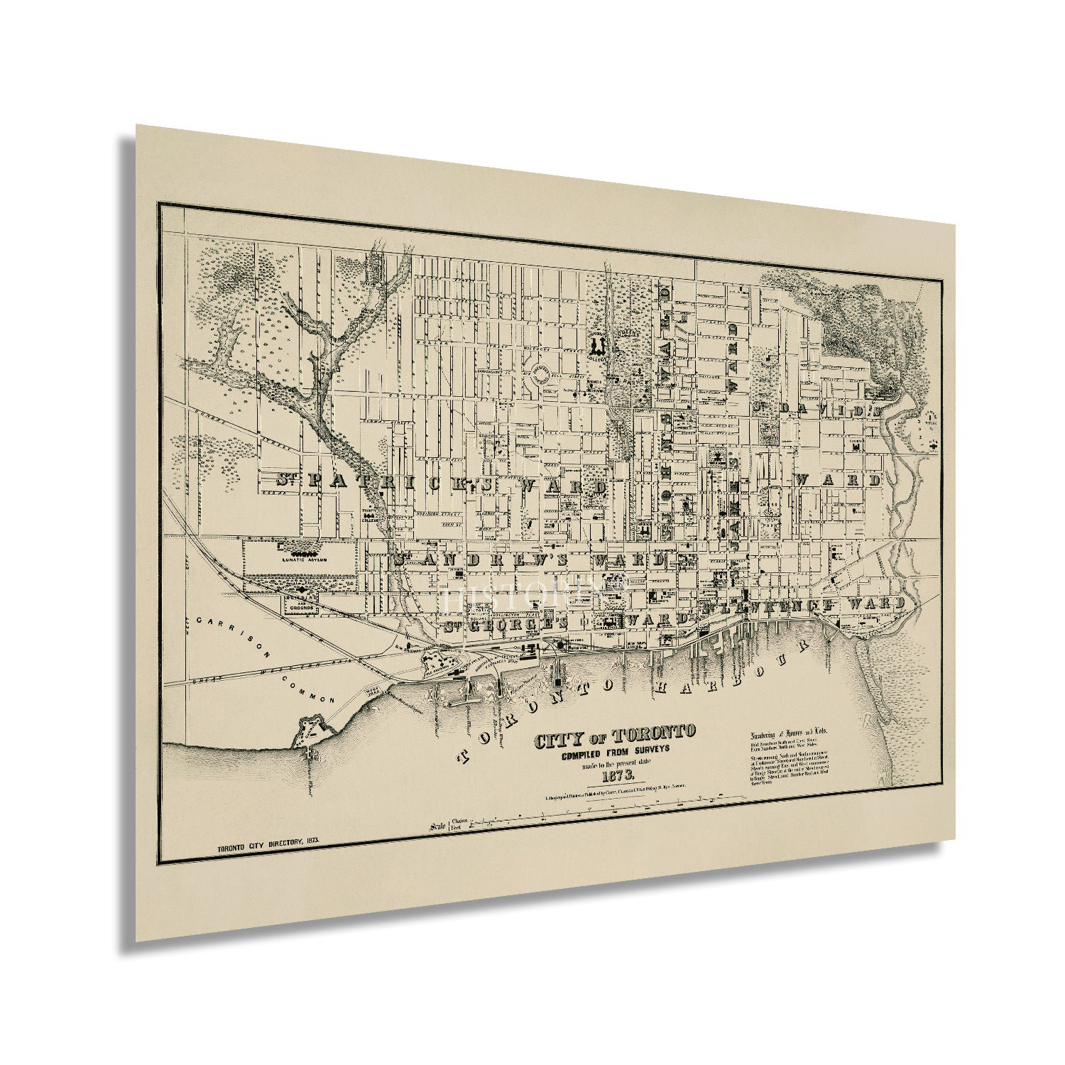 HISTORIC PRINTS 1873 Toronto Ontario Canada Map Poster On Paper Print ...