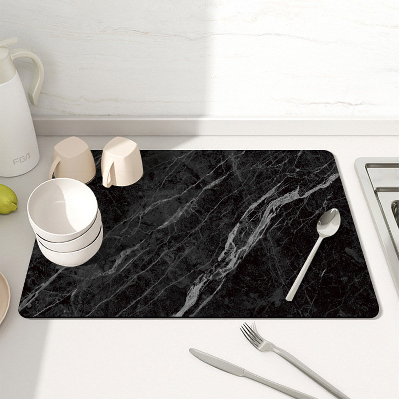 Amgo Absorbent Dish Drying Mat with Stylish Marbled Design and Non-Slip ...