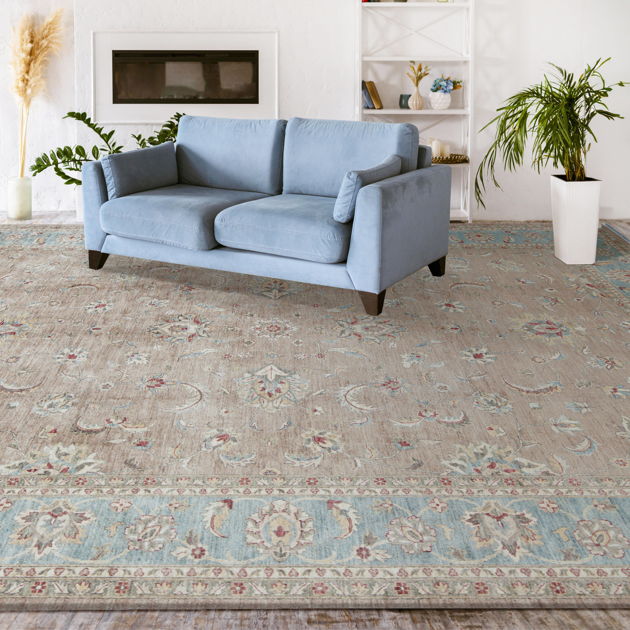 Bokara Rug Co., Inc. Hand-Knotted High-Quality Blue and Brown Area Rug ...
