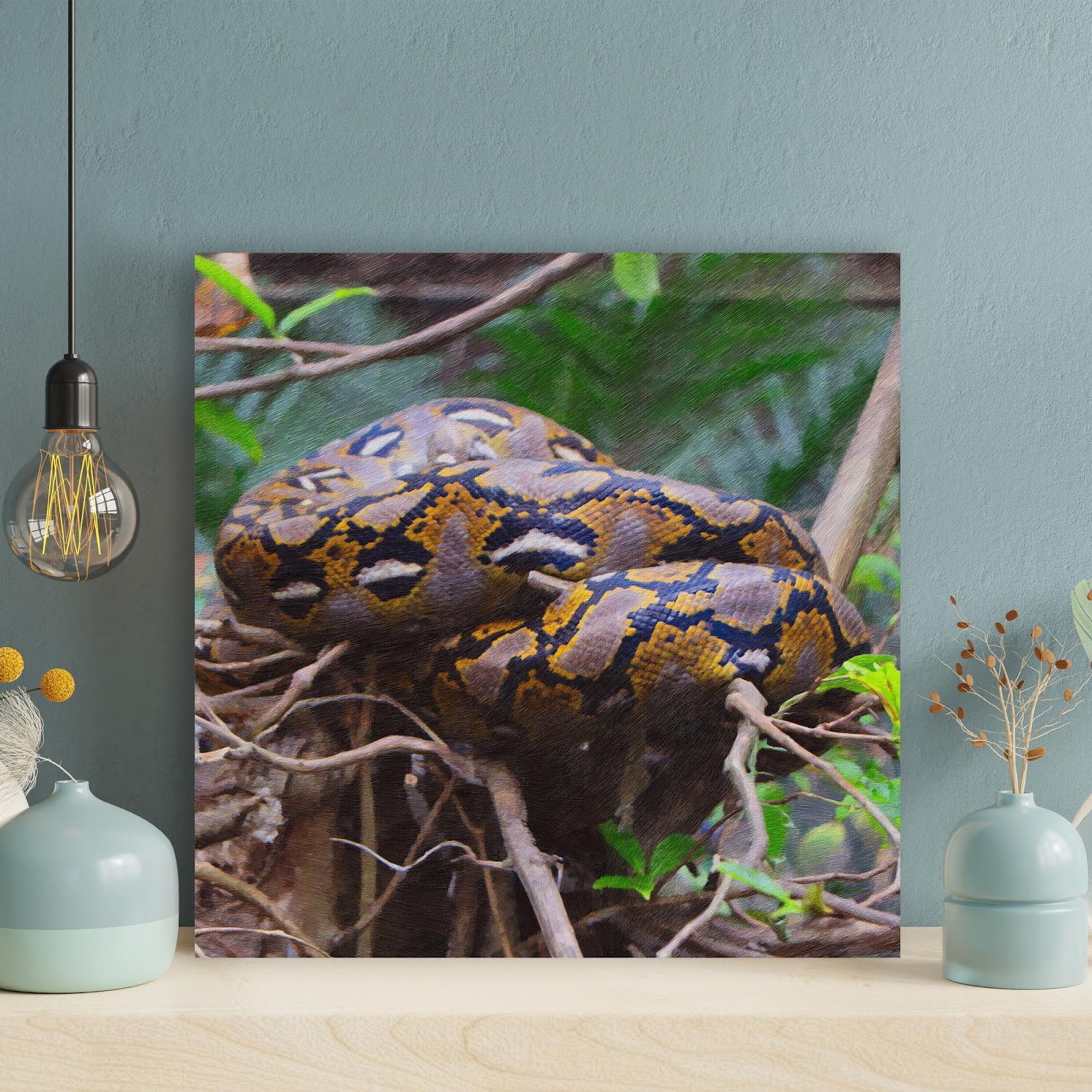 Latitude Run® A Sleeping Snake On A Tree In The Jungle - 1 Piece Square ...