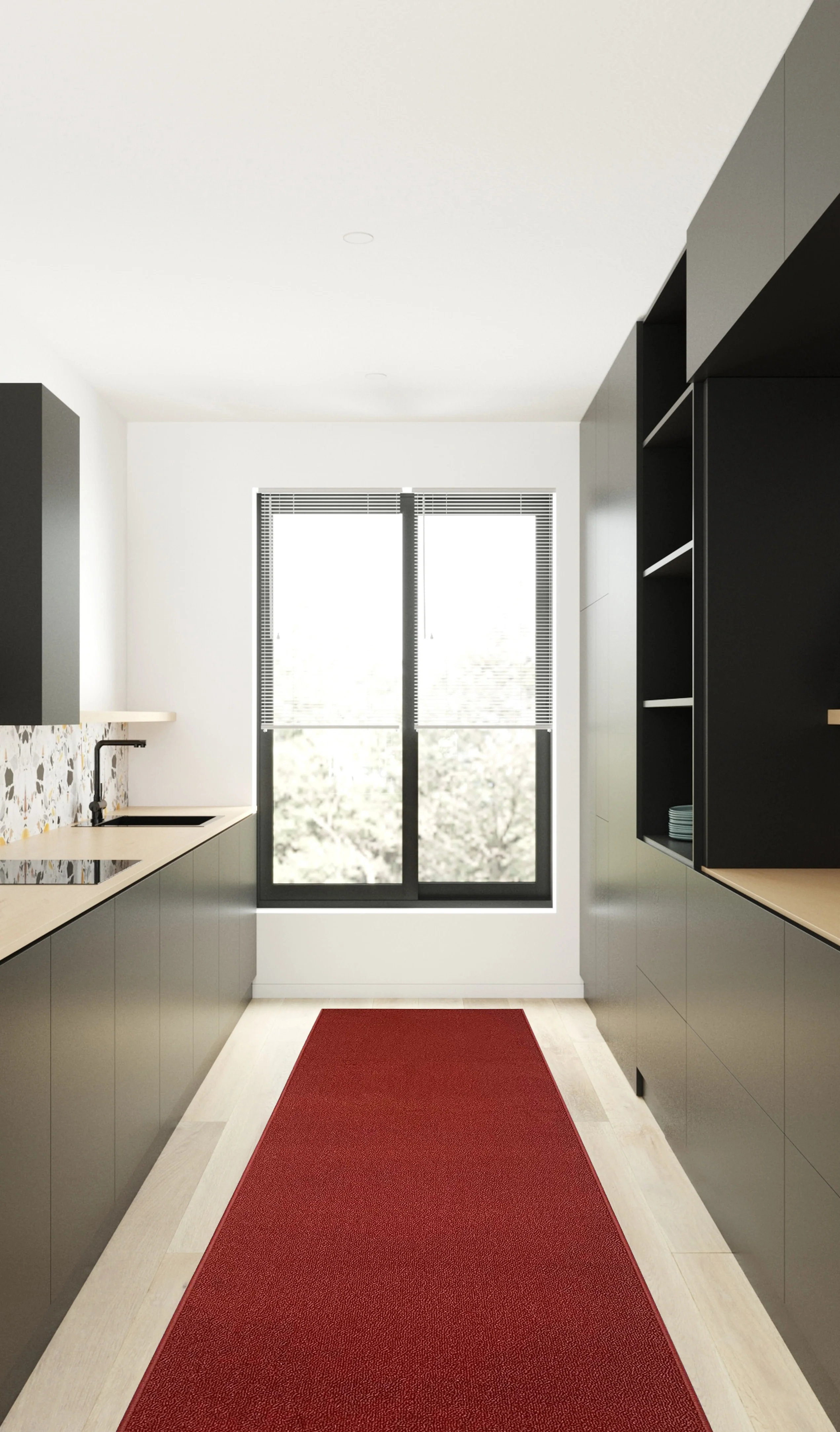 Eider & Ivory™ Solid Red Low Pile Slip Resistant Rugs | Wayfair