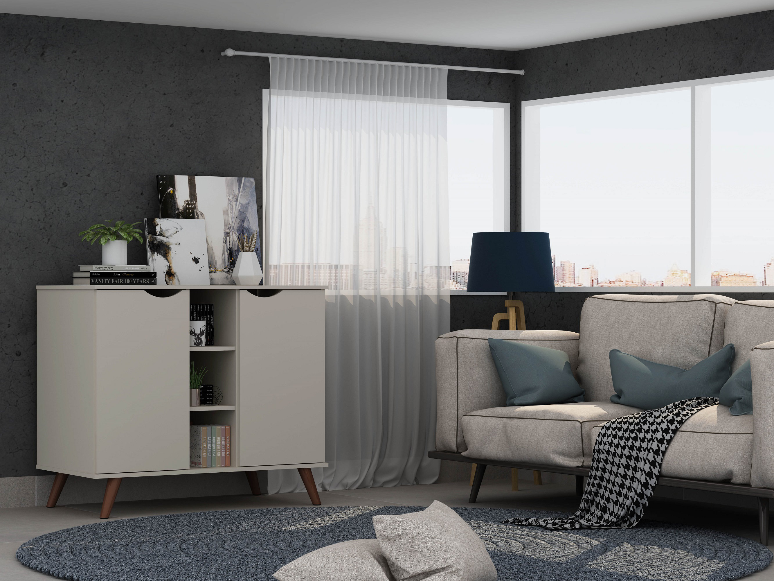 Wade Logan Buffet Amarveer Montauk 39,37 avec 7 tablettes et pieds en ...