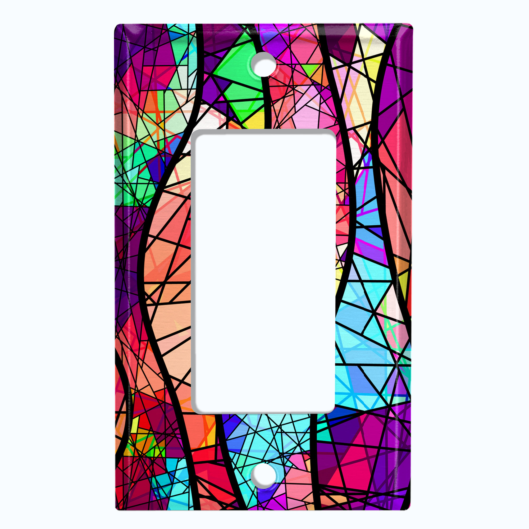 WorldAcc Colorful Stained Glass Mosaic Print 1-Gang Rocker Wall Plate ...