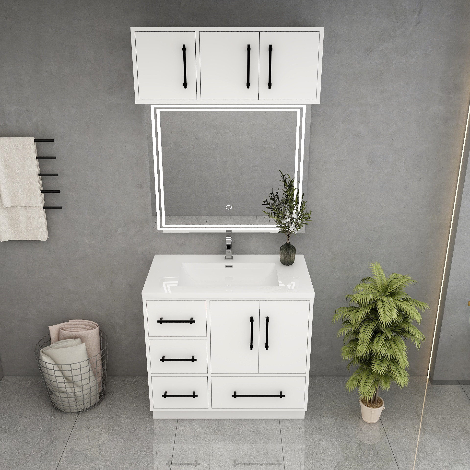 MEBO Victoria 36'' Freestanding Vanity with Reinforced Acrylic Sink ...