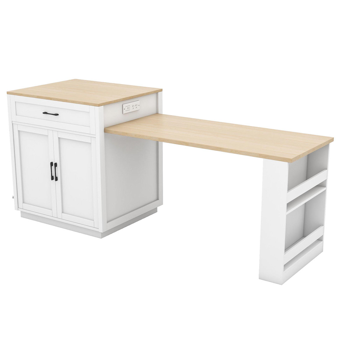Latitude Run® Scavotto Extendable Kitchen Island with Dining Table ...
