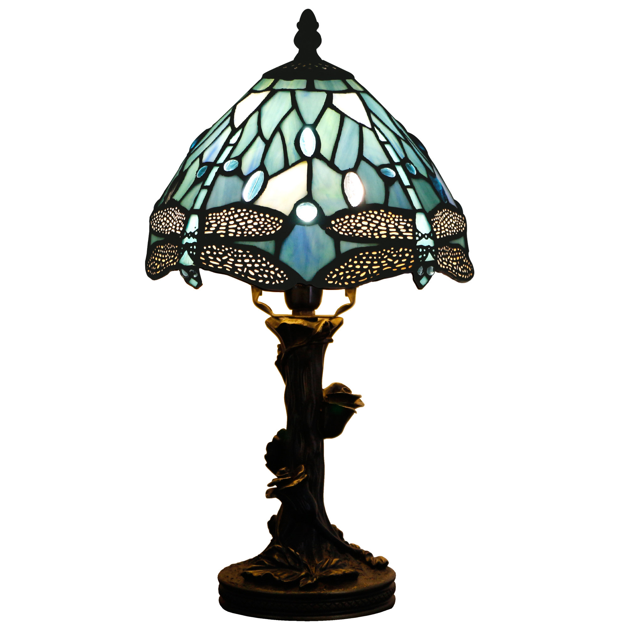Astoria Grand Small Tiffany Lamp Stained Glass Desk Lamp Sea Blue ...