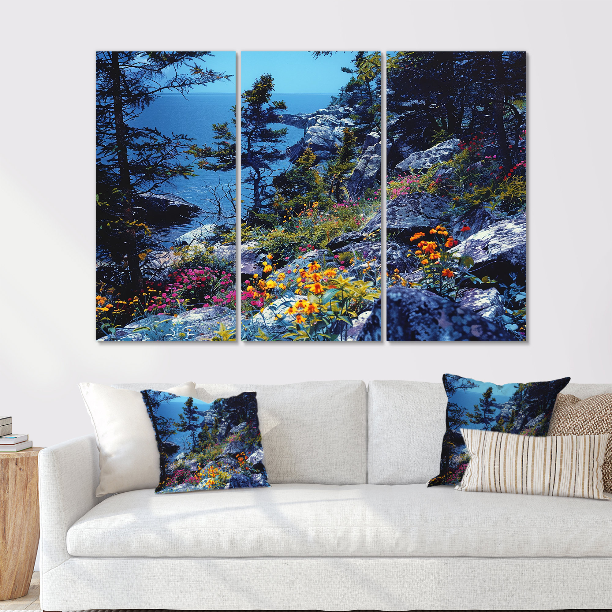 Design Art Blossoming Mountain Flowers By The Blue Lagoon - Beach ...