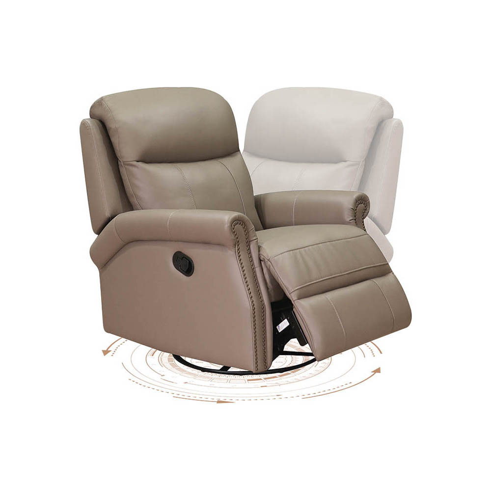 Hokku Designs Dhiya Top Grain Leather Manual Swivel Glider Recliner ...