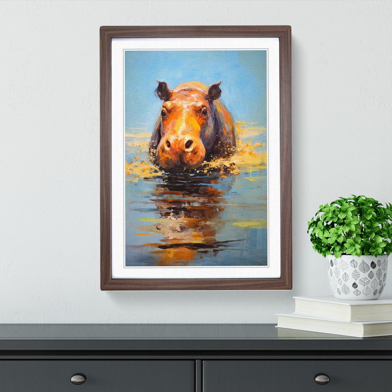 World Menagerie Hippo Impressionism Art - Framed Print | Wayfair.co.uk