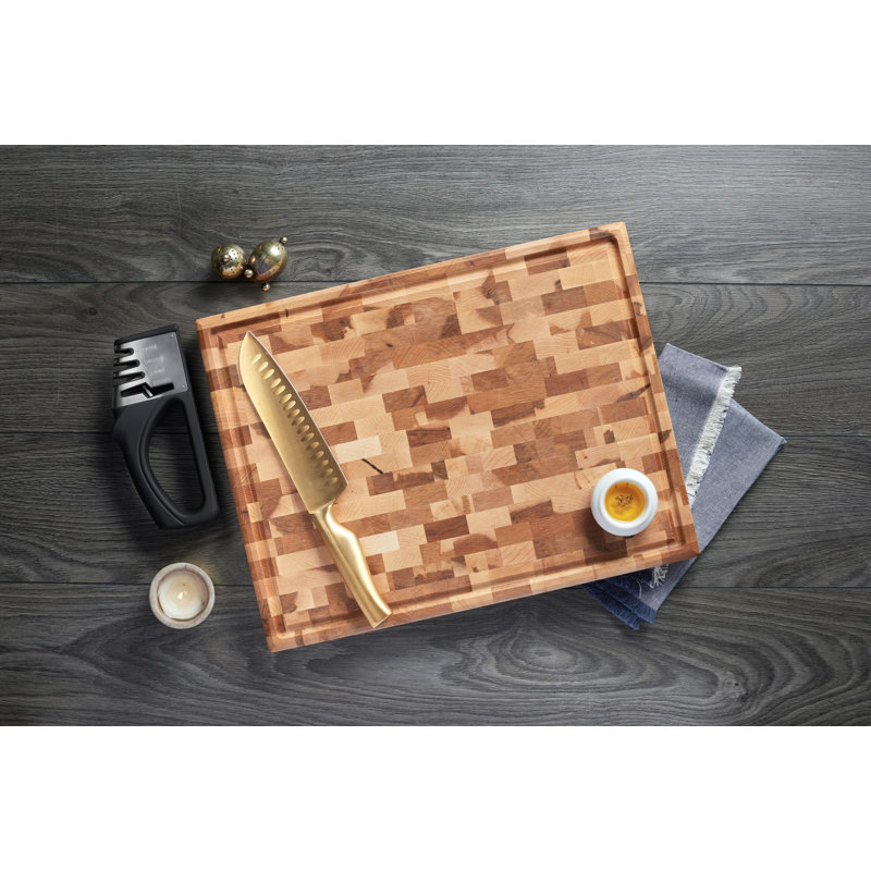 Labell Canadian Maple Butcher Block Cutting Board With Groove, Recess ...