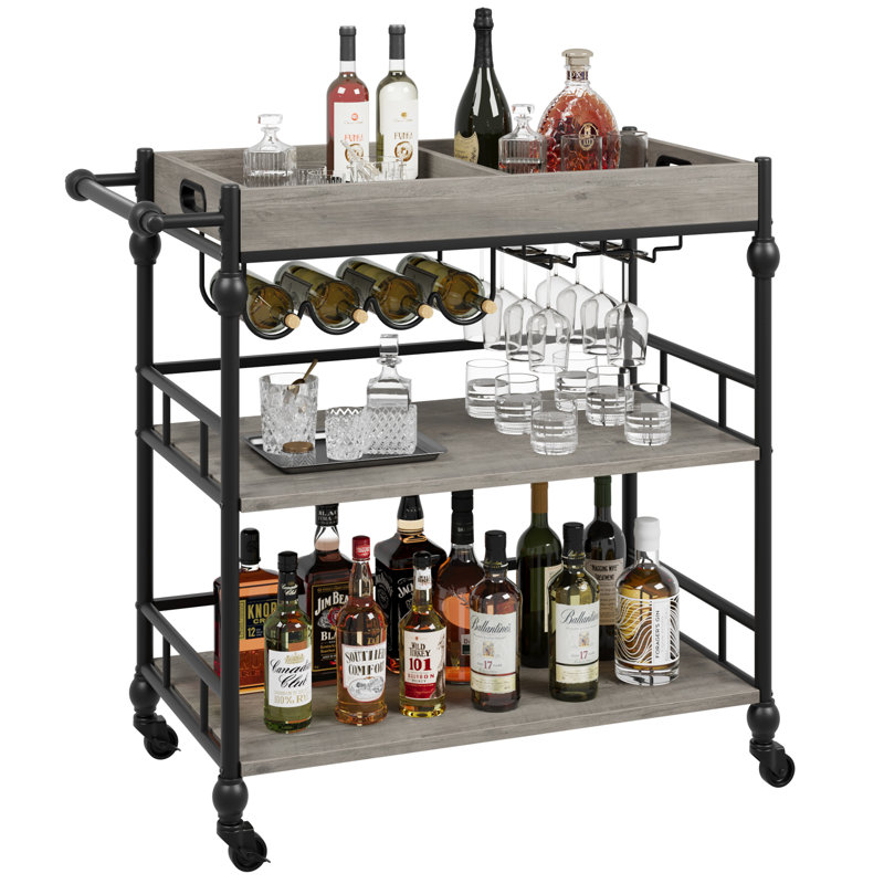 Williston Forge Poteat Wood Bar Cart & Reviews | Wayfair