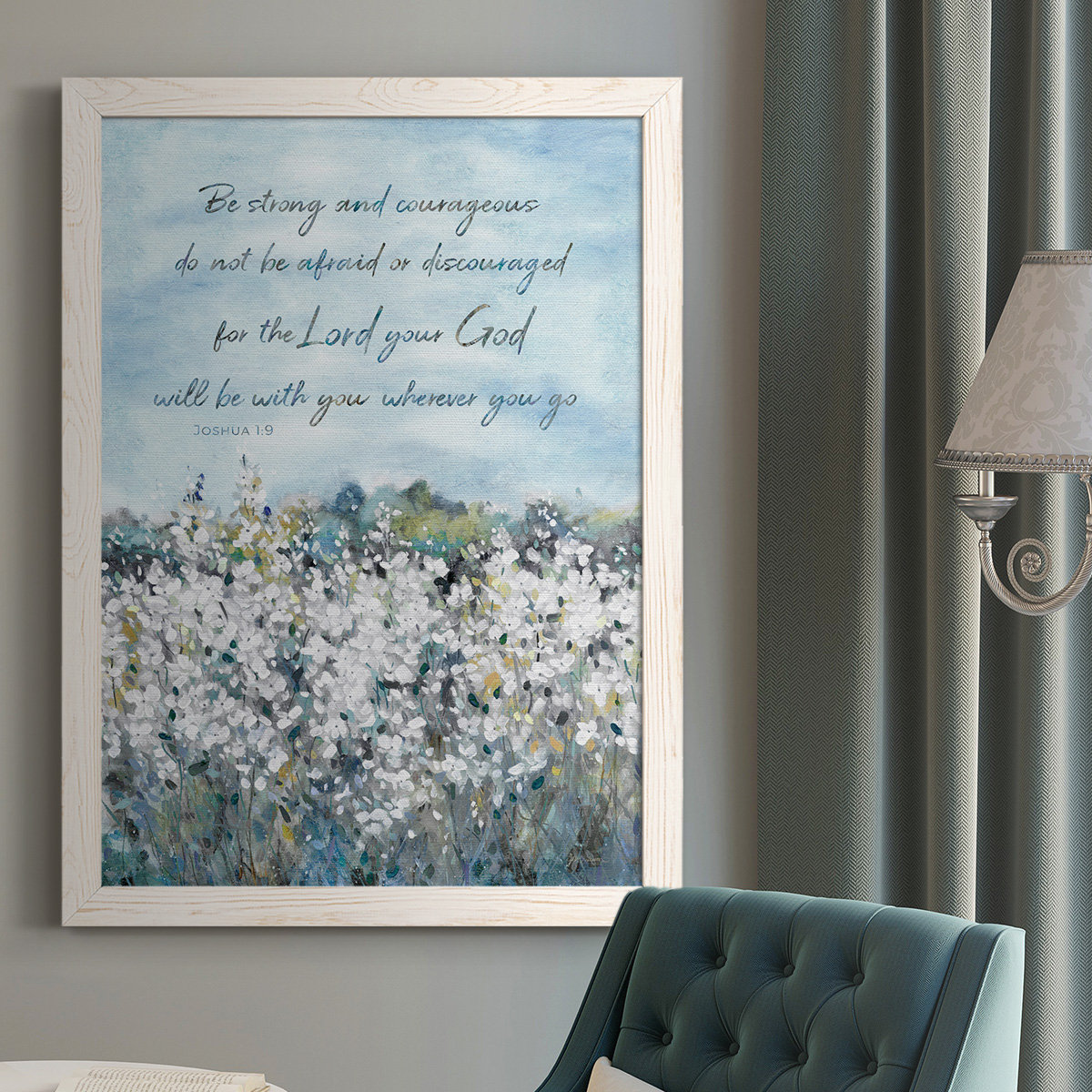 Trinx Be Strong Flower Field Framed On Canvas Print | Wayfair